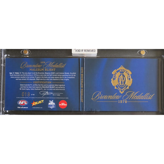 2024 Select AFL Brownlow Medallist Series Malcolm Blight 018/150 ...